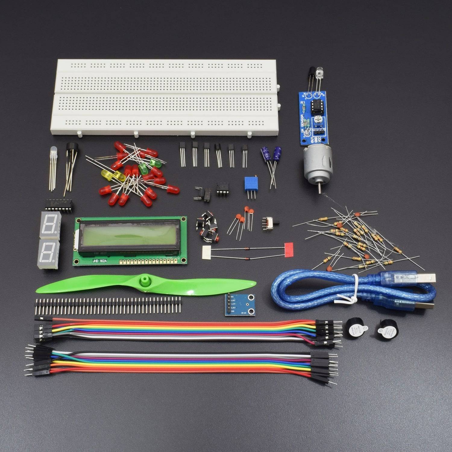 Project Starter Kit For Arduino Uno R3mega2560 With Breadboard Lcd 1602 Buzzer Motor Etc