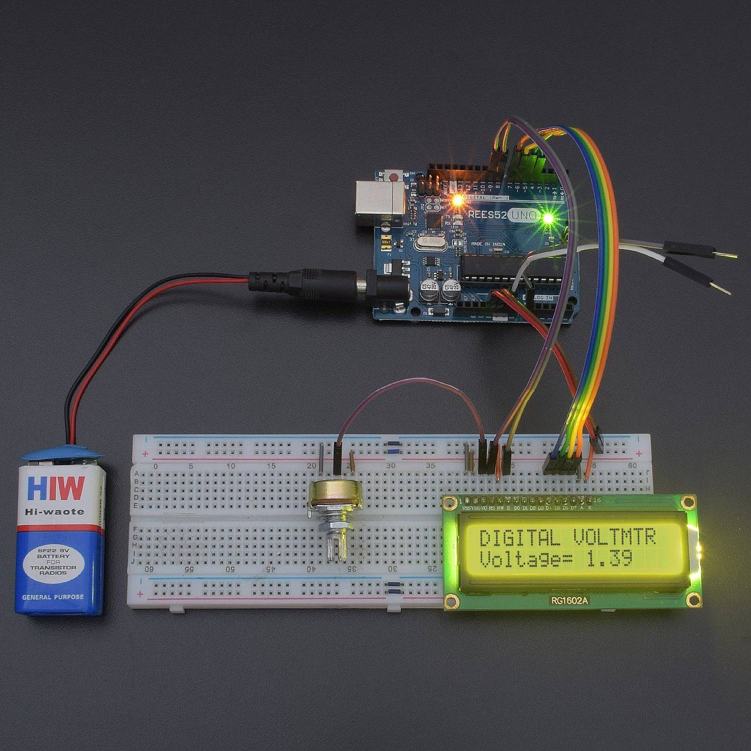 Make A Digital Voltmeter Using 162 Lcd Display Rees52