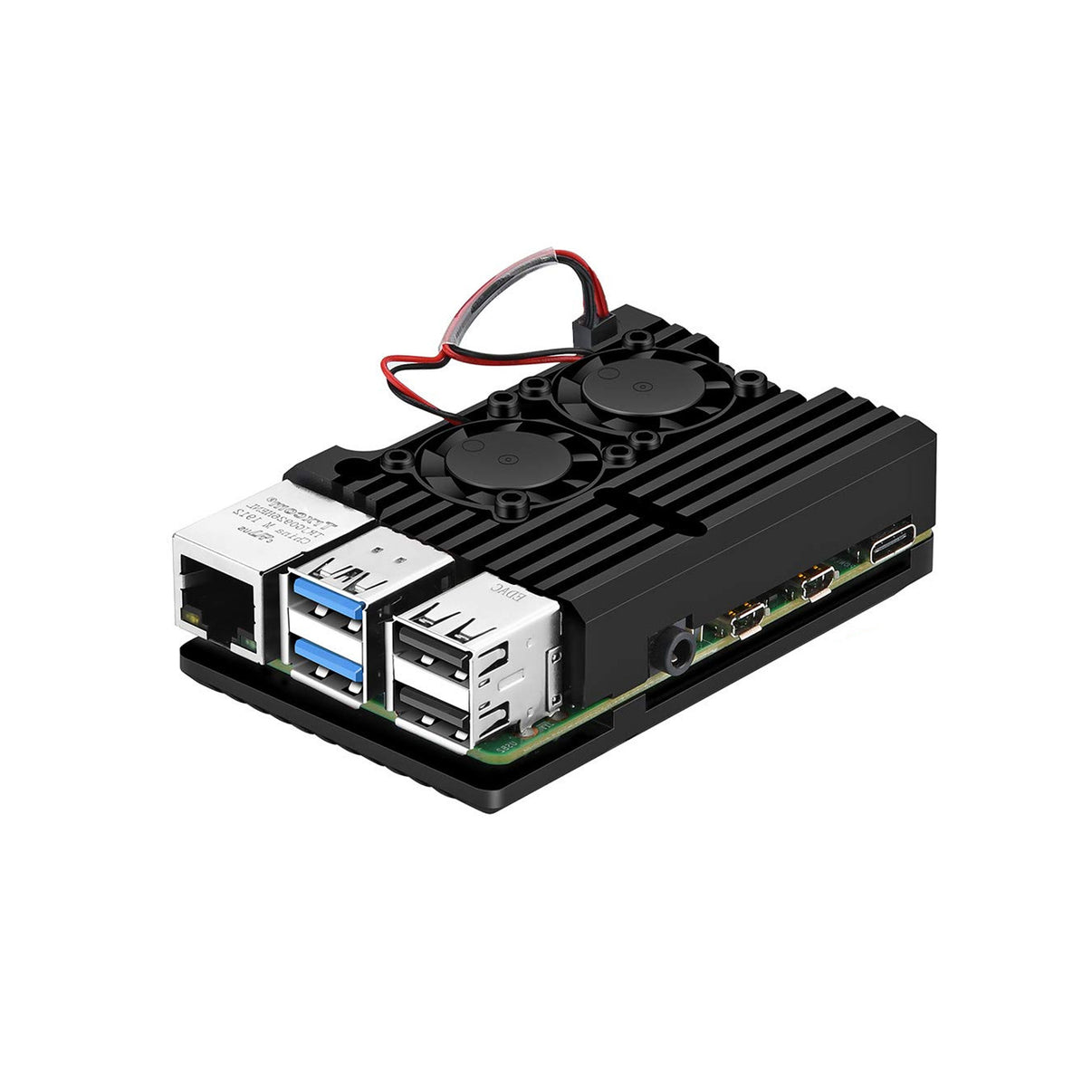 Aluminum Heat Sink Case with Double Fans Raspberry Pi – REES52