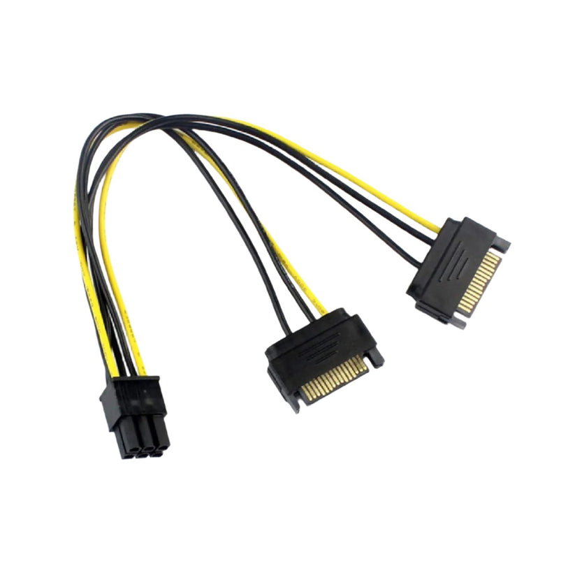 Dual SATA 15-pin to 6-pin GPU Power Cable, Graphics Card, PCIe Adapter ...