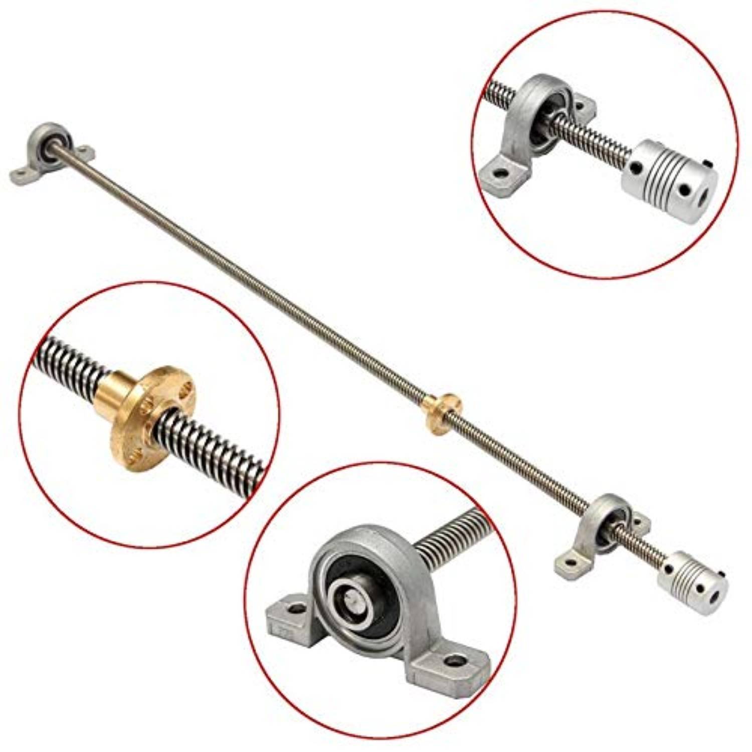 T8 Lead Screw 100mm Kit 3D Printer 100mm 8mm + Brass Copper Nut + KP08 ...