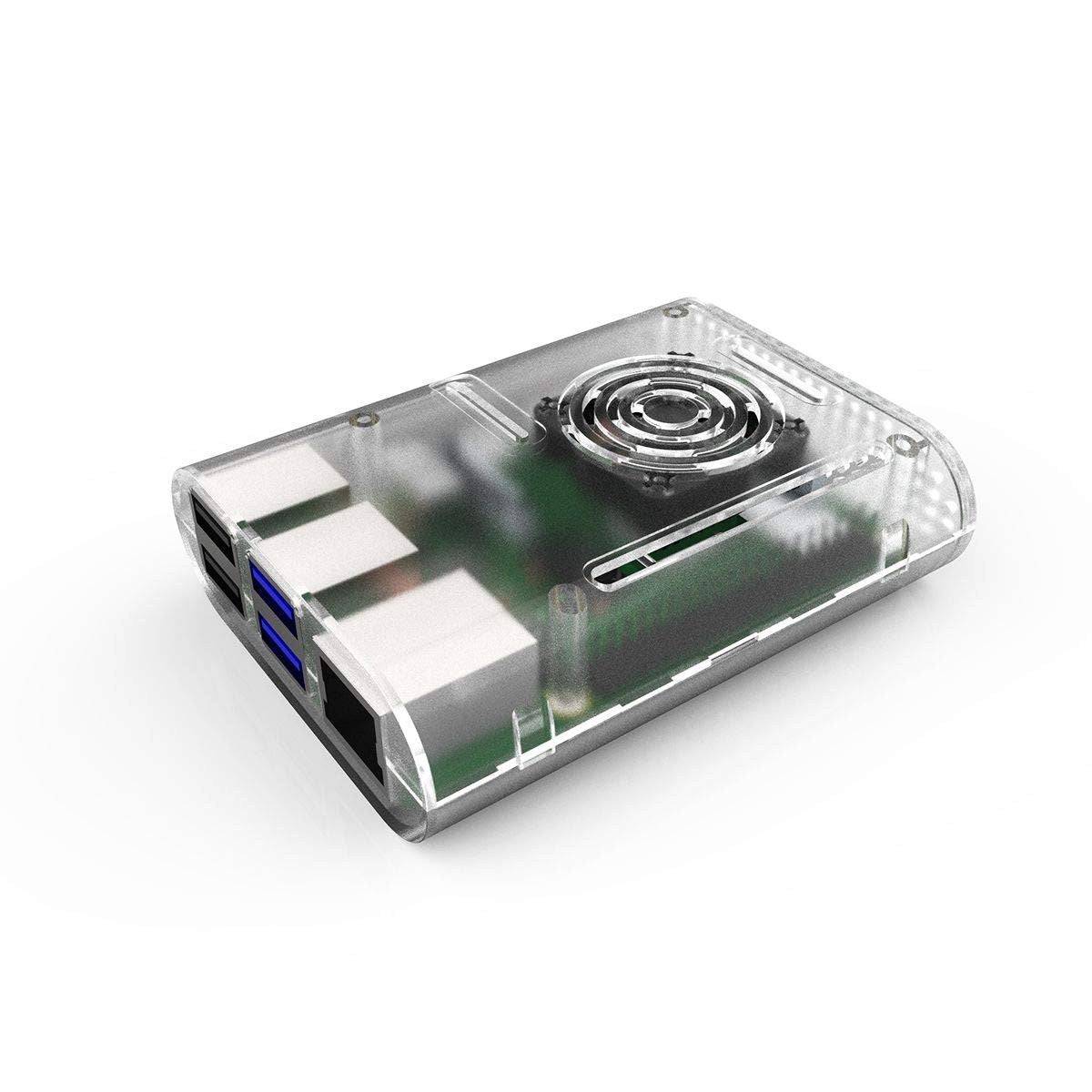 Raspberry Pi 4 ABS Case Enclosure Transparent Cover with Cooling Fan Slot for Raspberry Pi 4 B ...