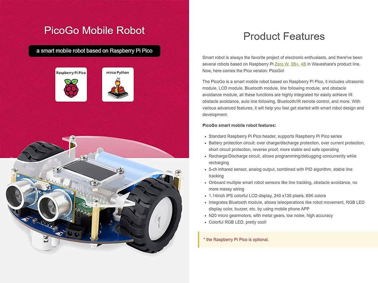 Waveshare Picogo Mobile Robot Based On Raspberry Pi Pico Self Driving
